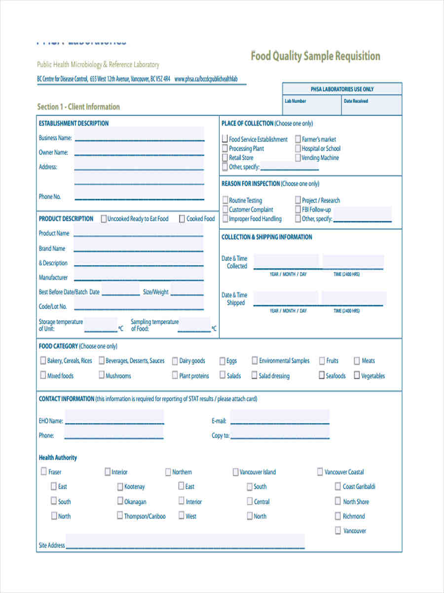 FREE 8+ Food Requisition Forms in PDF | MS Word | Excel