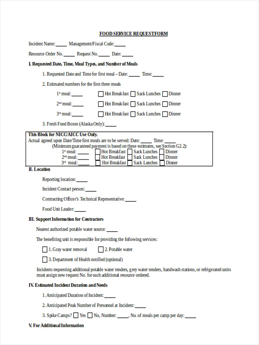 FREE 6+ Food Requisition Forms in MS Word | PDF | Excel