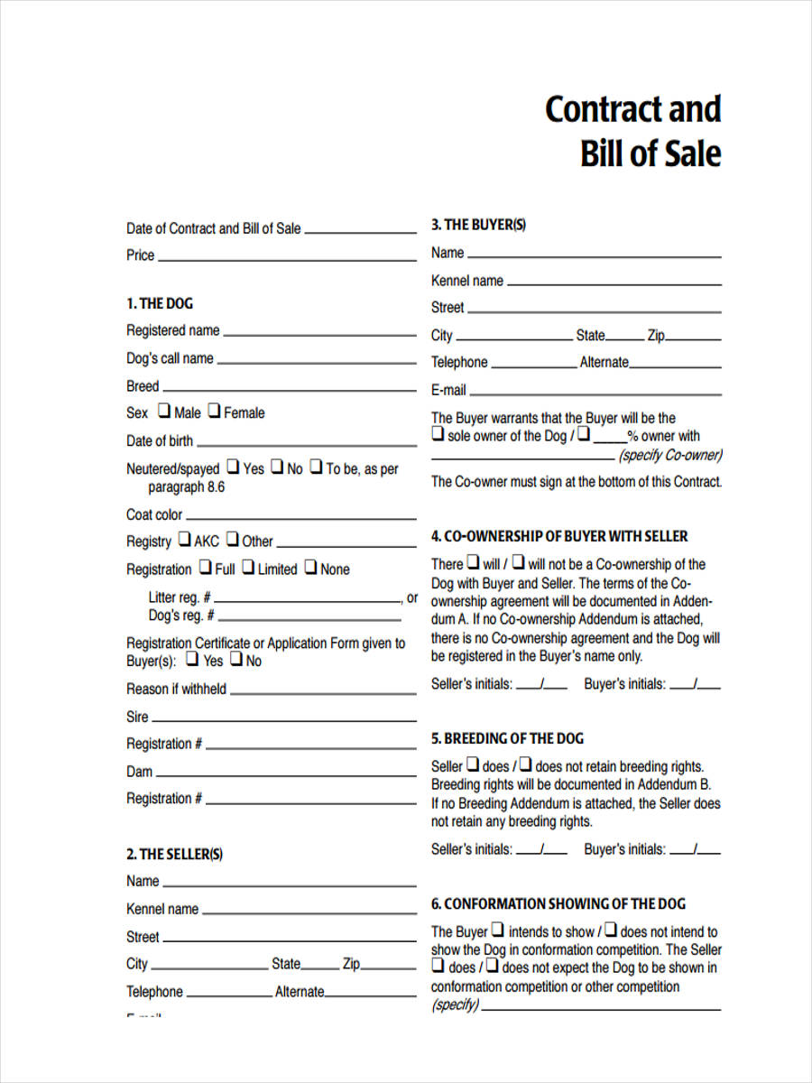 Dog Bill Of Sale Template Lasopatheory