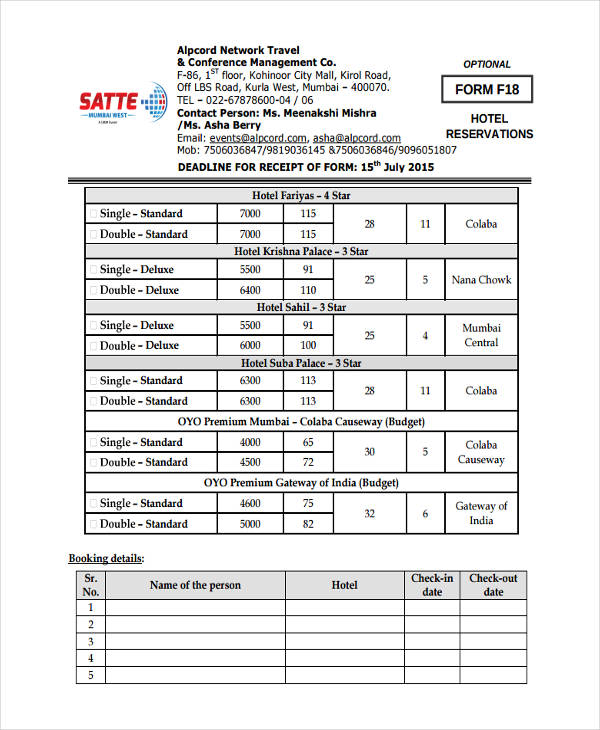 FREE 22+ Hotel Check-In Form Samples, PDF, MS Word, Google Docs