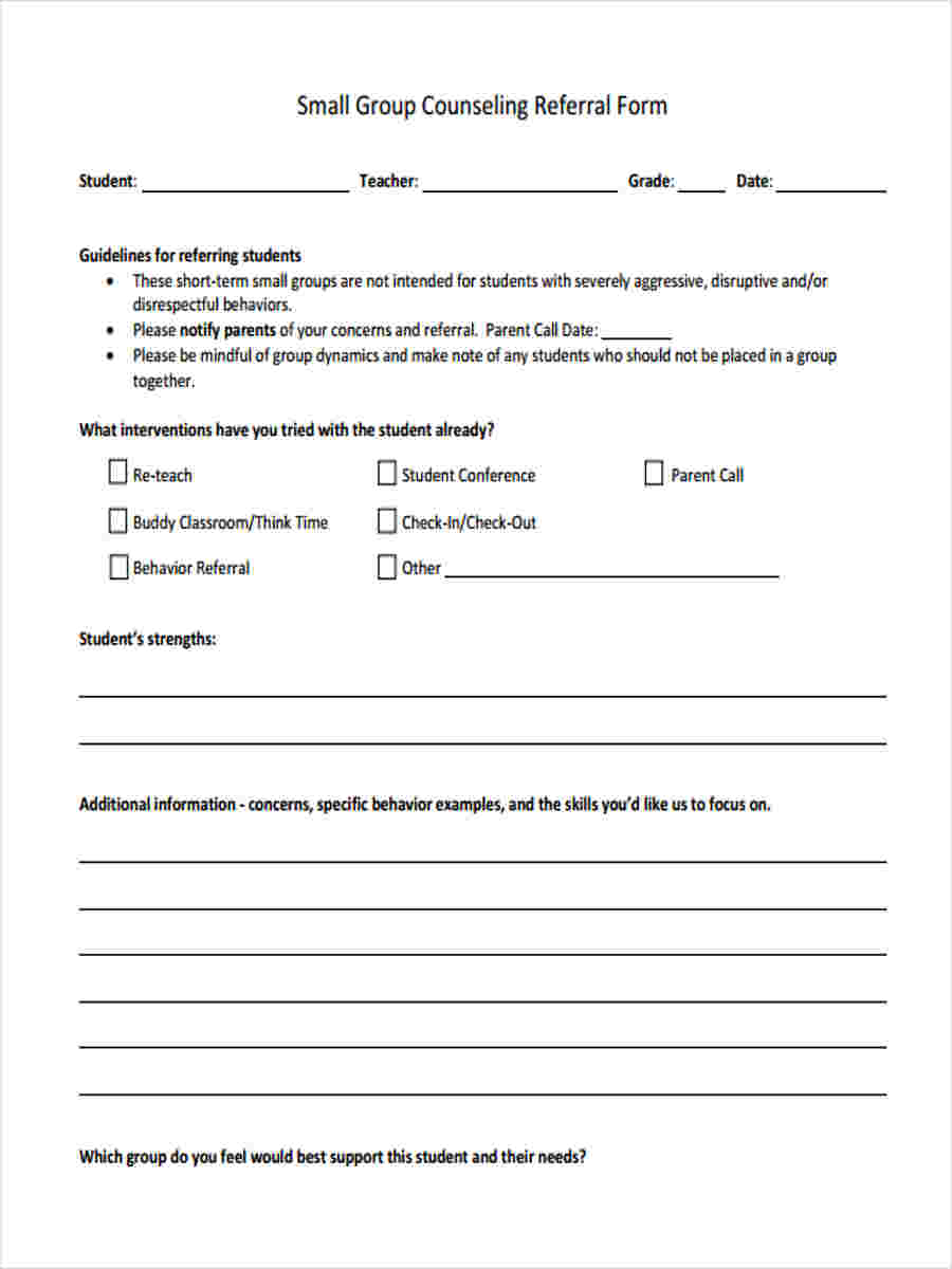 FREE 12+ Counseling Referral Form Samples, PDF, MS Word, Google Docs