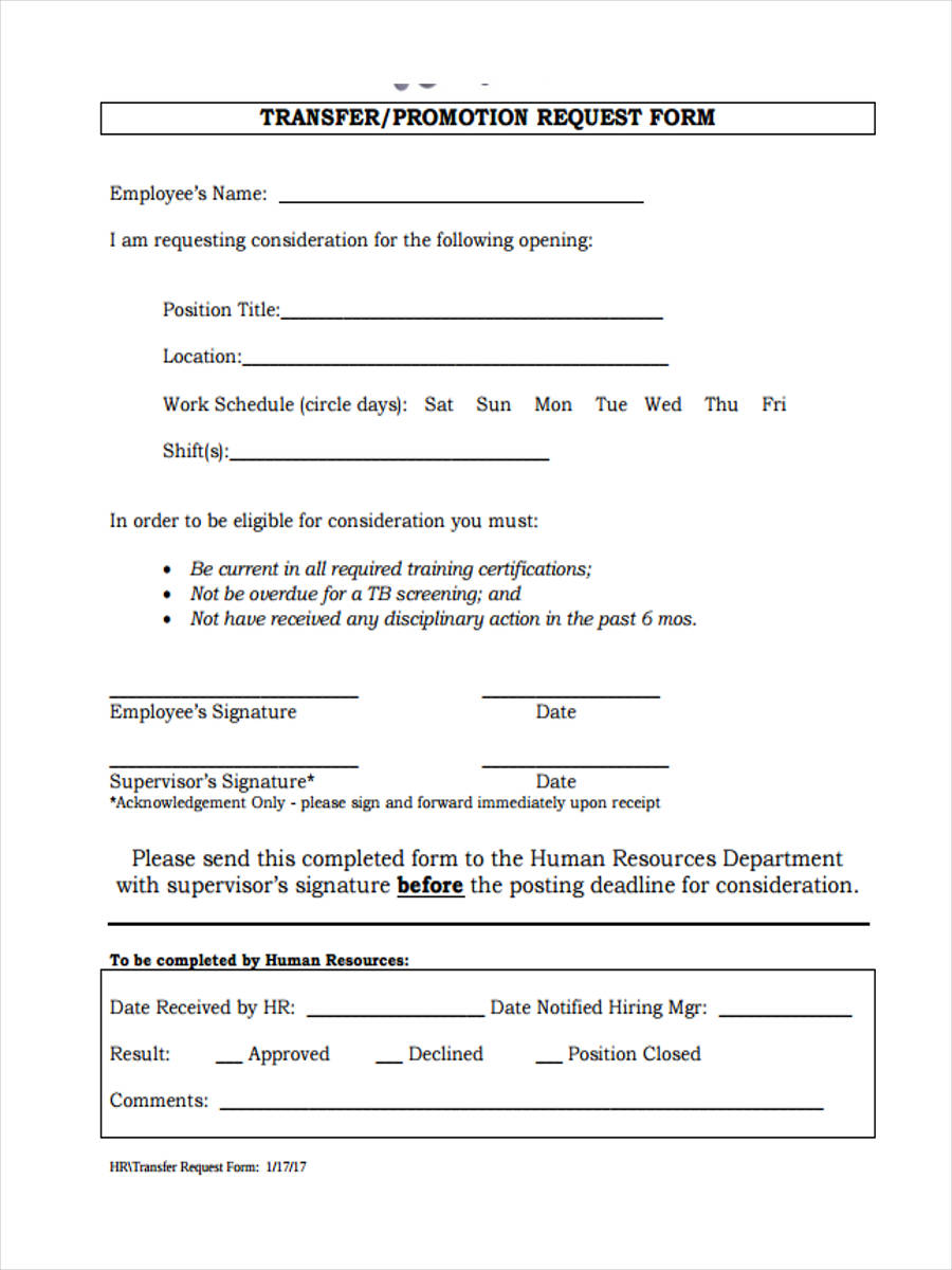 FREE 8+ Promotion Request Forms in PDF | Ms Word