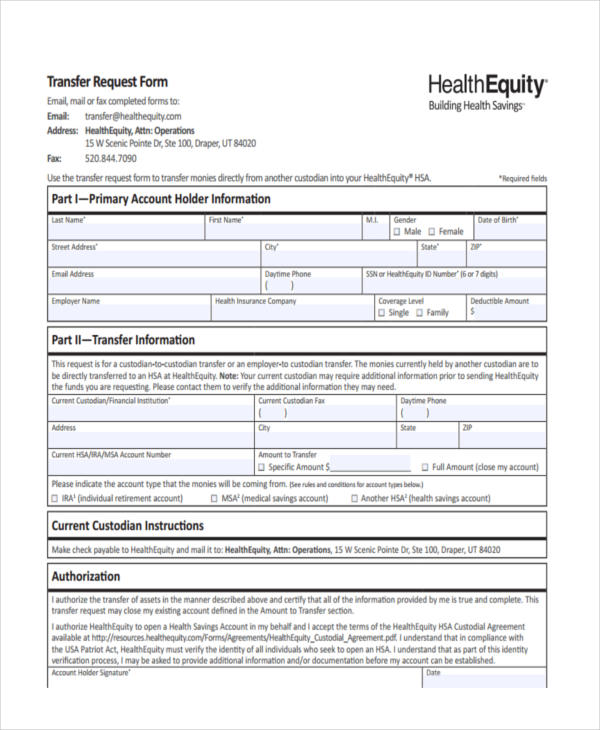 FREE 12+ Transfer Request Forms in PDF | Ms Word | Excel