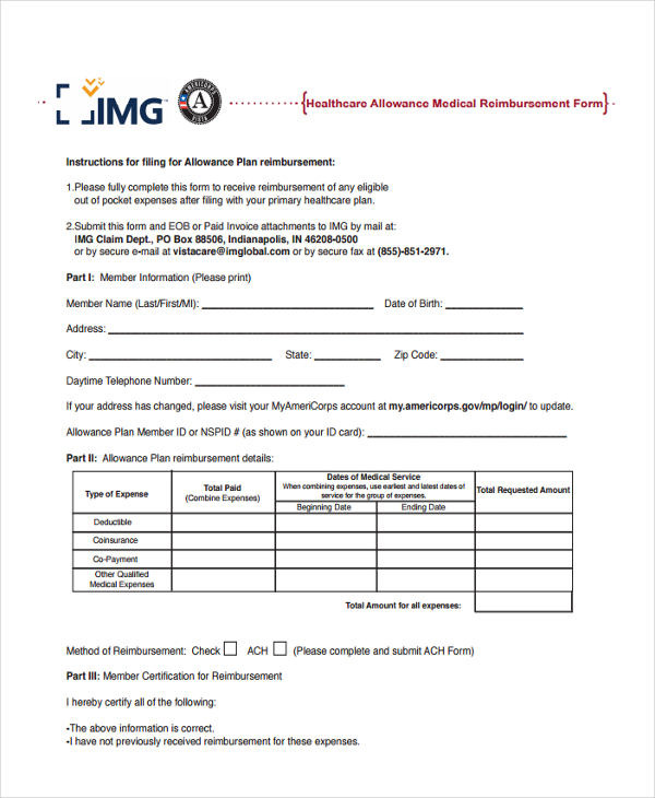 FREE 12+ Medical Reimbursement Form Samples, PDF, MS Word, Google Docs