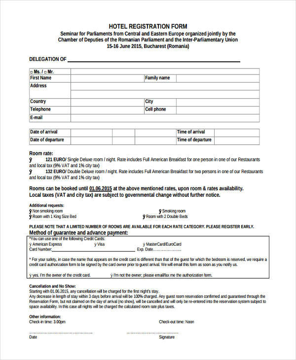 FREE 22+ Hotel Check-In Form Samples, PDF, MS Word, Google Docs