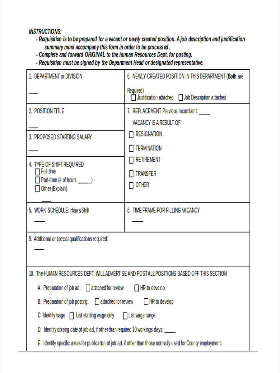 FREE 10+ Recruitment Requisition Form Samples, PDF, MS Word, Google Docs