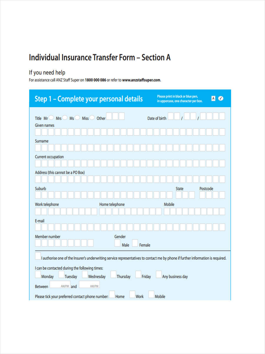 FREE 6+ Insurance Transfer Forms in PDF