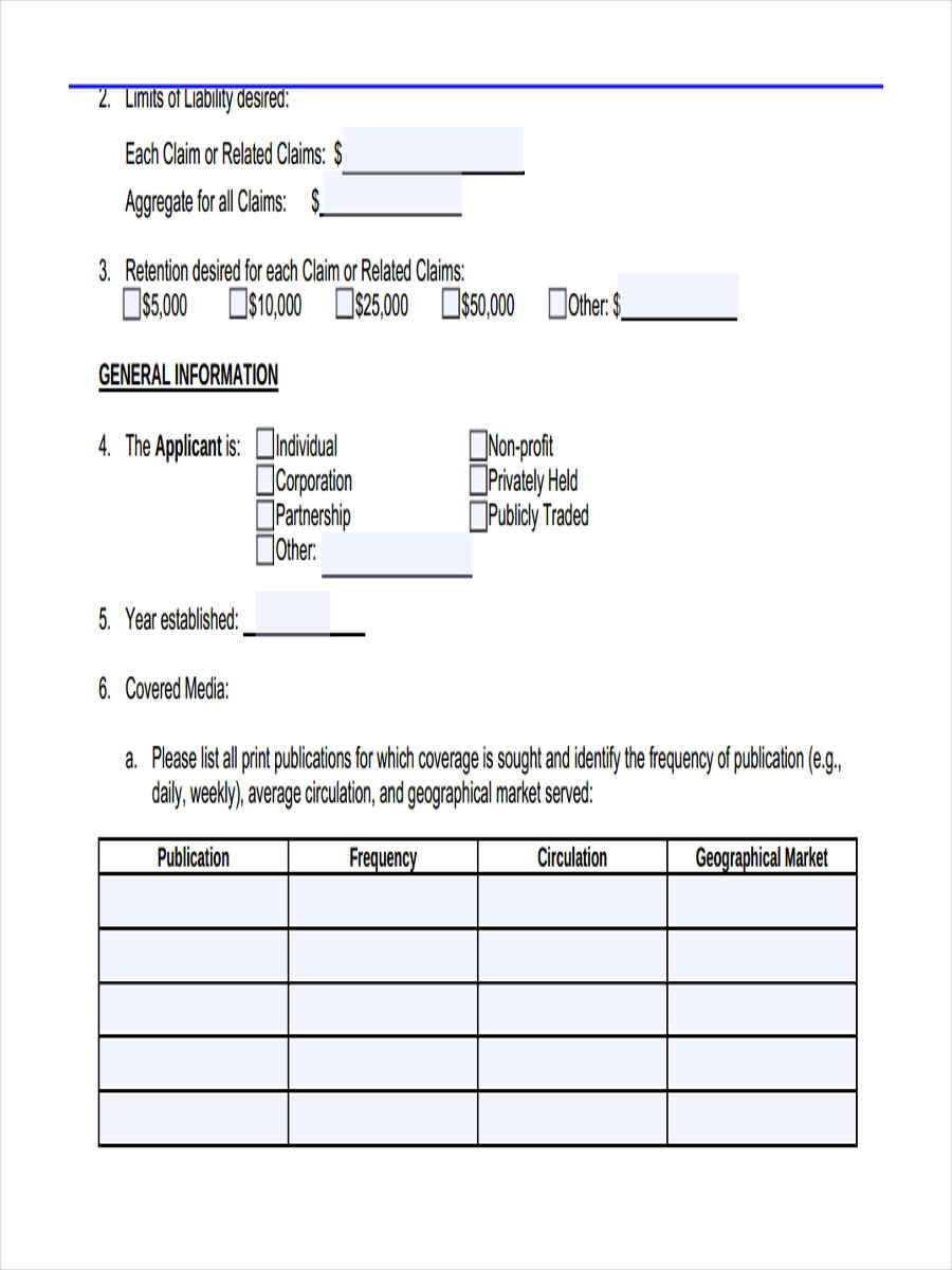 FREE 7+ Liability Insurance Forms in MS Word | PDF