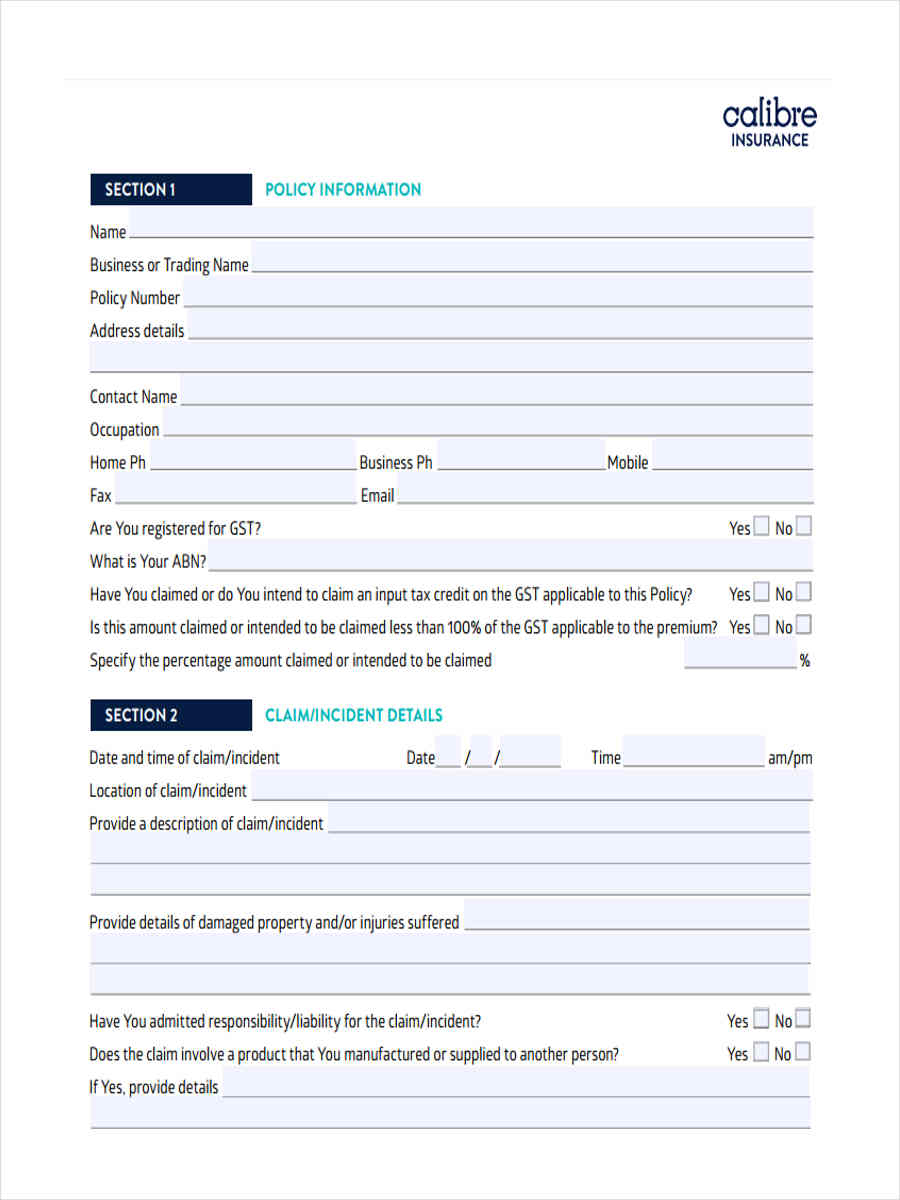 FREE 5+ Liability Claim Forms in MS Word | PDF