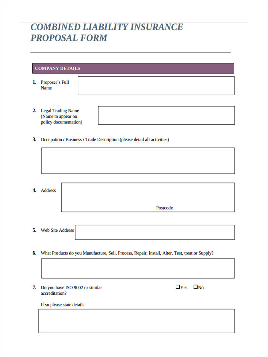 FREE 7+ Liability Insurance Forms in MS Word | PDF