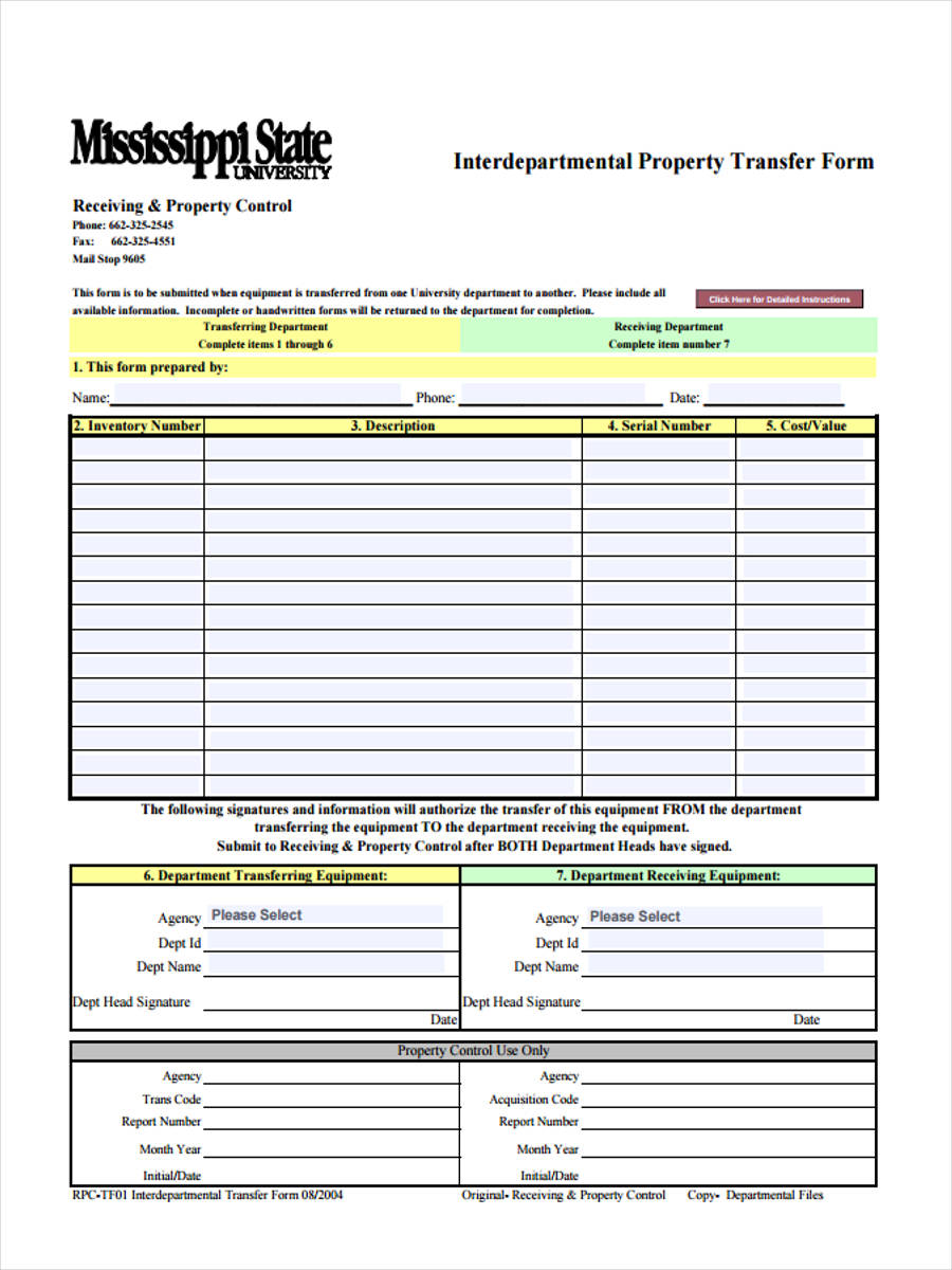 FREE 10+ Property Transfer Forms in PDF | Ms Word | Excel