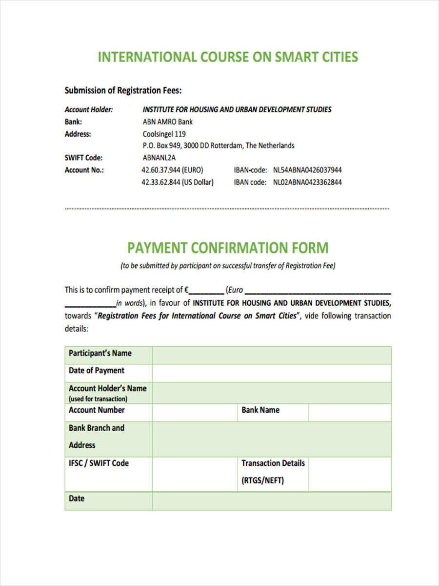 FREE 13+ Payment Confirmation Form Samples, PDF, MS Word, Google Docs