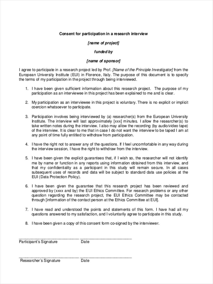 FREE 7+ Participant Consent Forms in MS Word | PDF