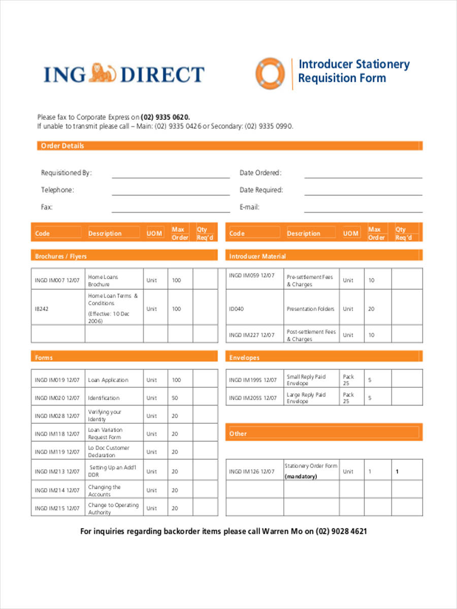 FREE 13+ Stationery Requisition Form Samples, PDF, MS Word, Google Docs