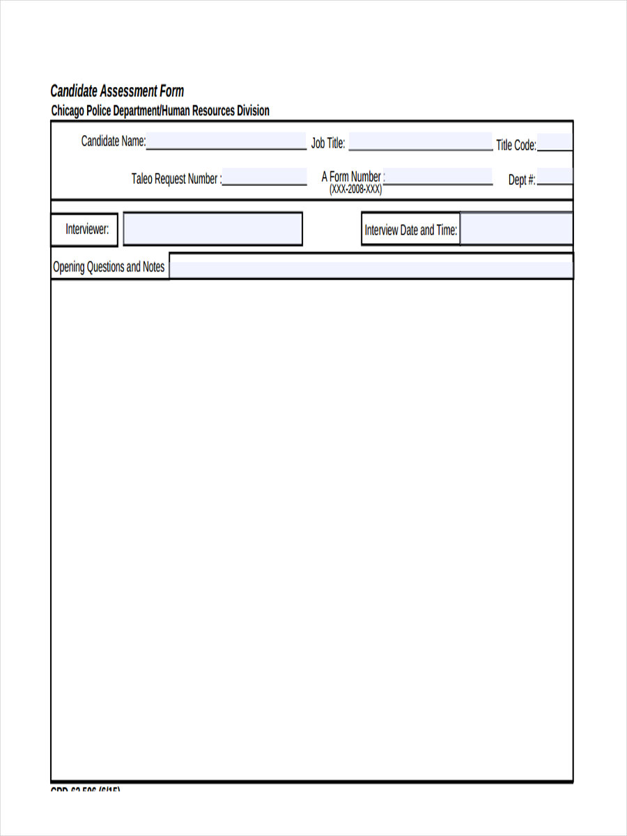 FREE 6+ Candidate Assessment Forms in MS Word | PDF | Excel