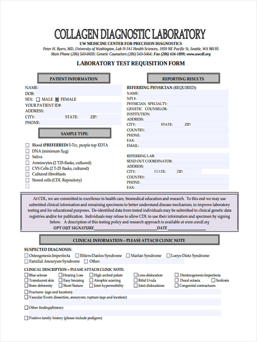 FREE 12+ Test Requisition Form Samples, PDF, MS Word, Google Docs