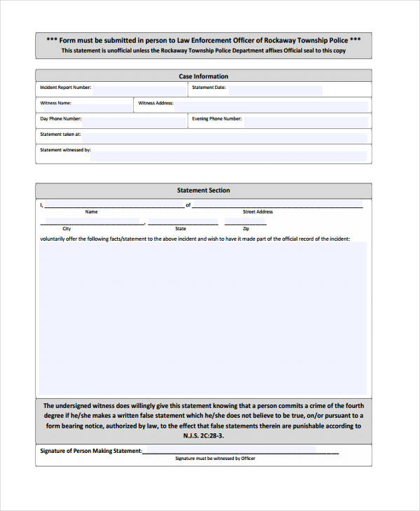 FREE 8 Sample Legal Statement Forms In PDF