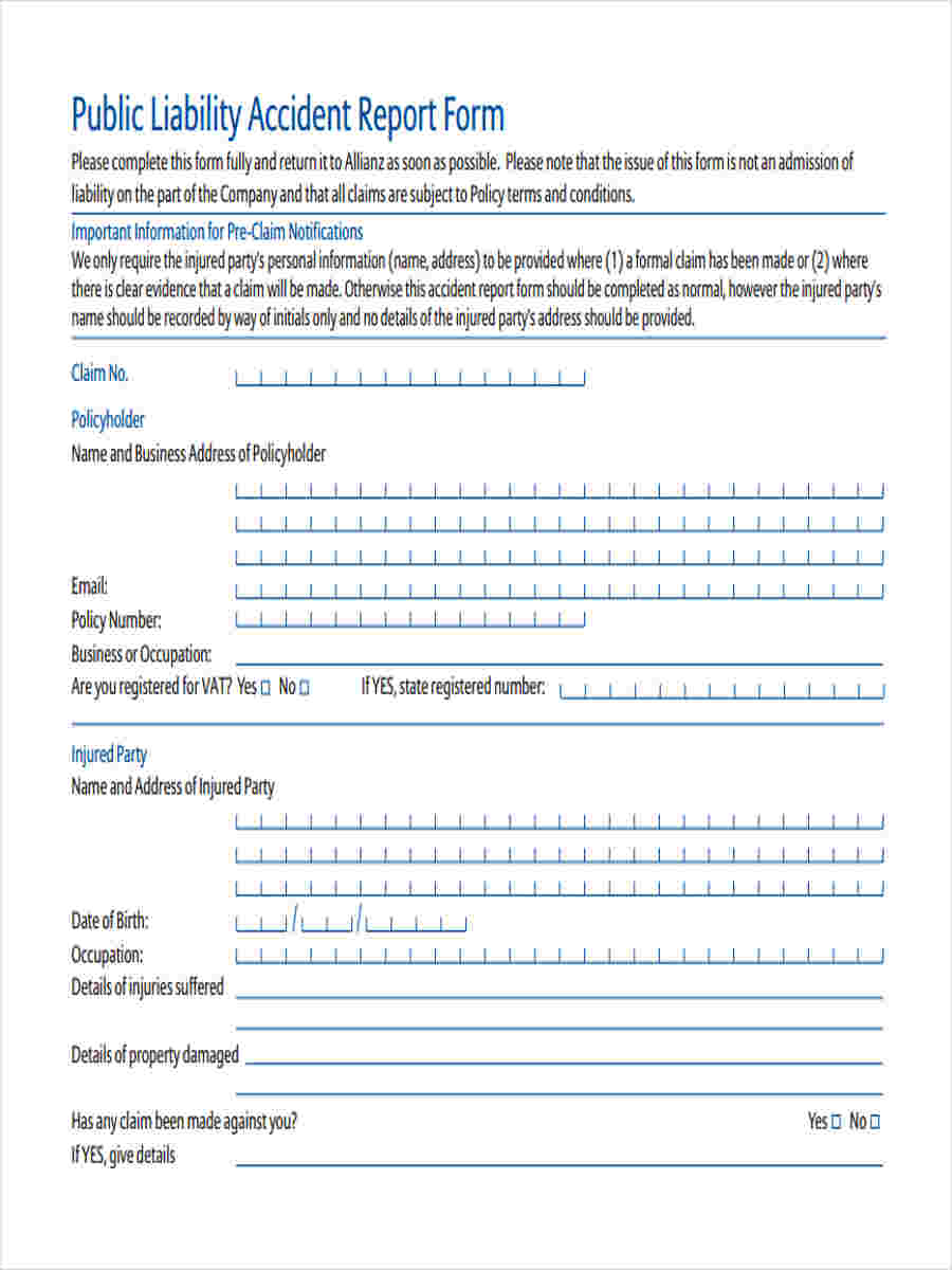 FREE 8+ Public Liability Forms in PDF | Ms Word