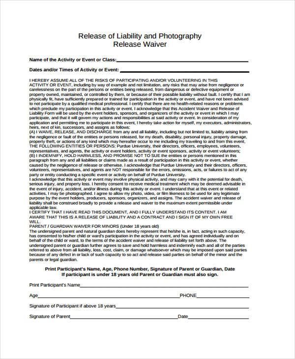 FREE 15+ Liability Waiver Form Samples, PDF, MS Word, Google Docs