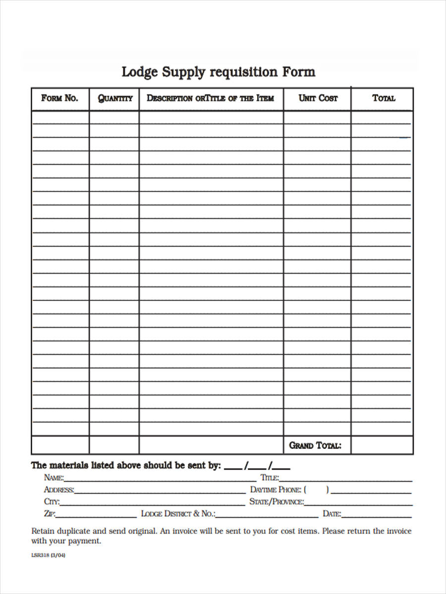 Supply Requisition Template