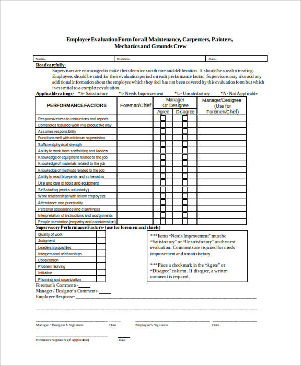 FREE 25+ Employee Evaluation Forms in PDF | MS Word | Excel