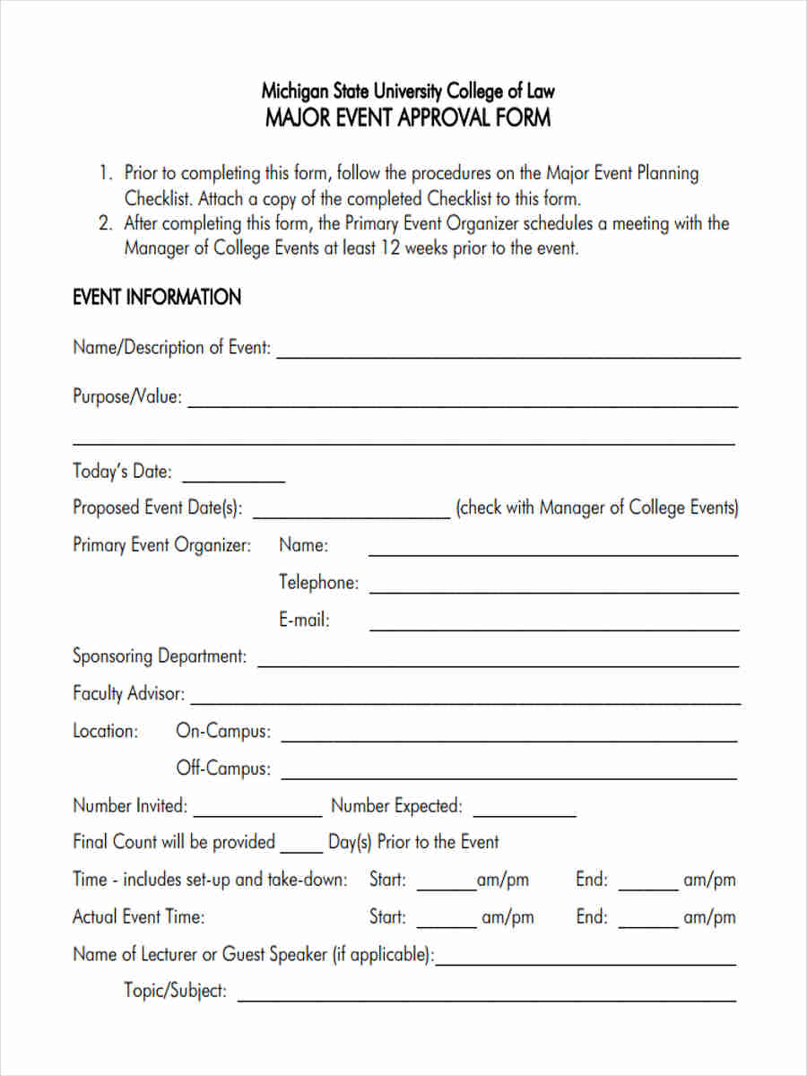 FREE 10+ Event Approval Forms in PDF | Ms Word