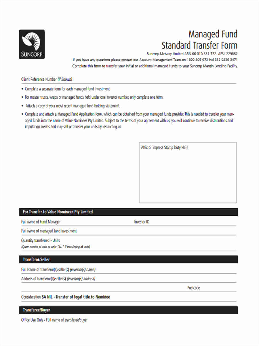 FREE 8+ Standard Transfer Forms in PDF | Ms Word | Excel