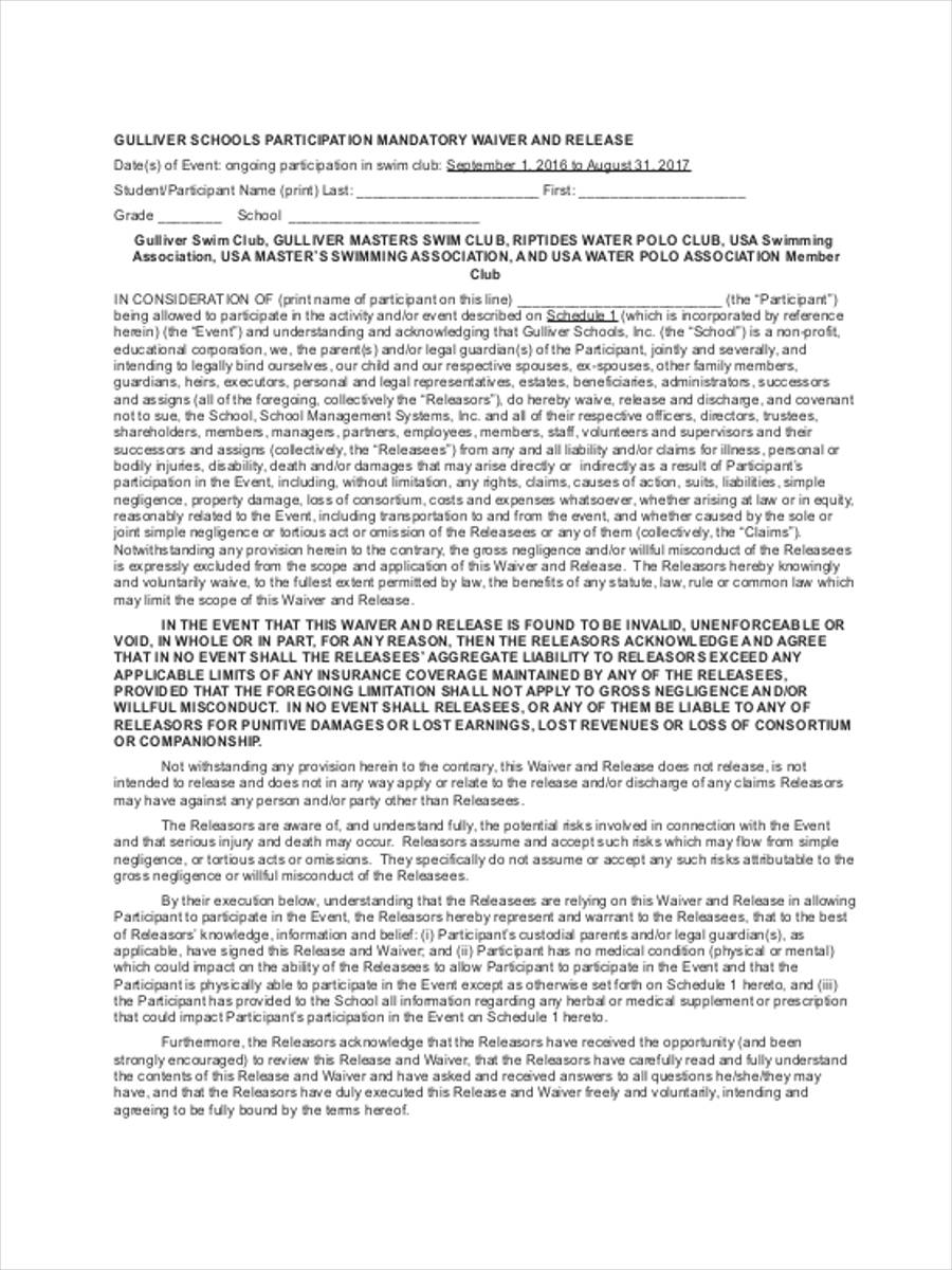 FREE 13+ Event Waiver Form Samples, PDF, MS Word, Google Docs