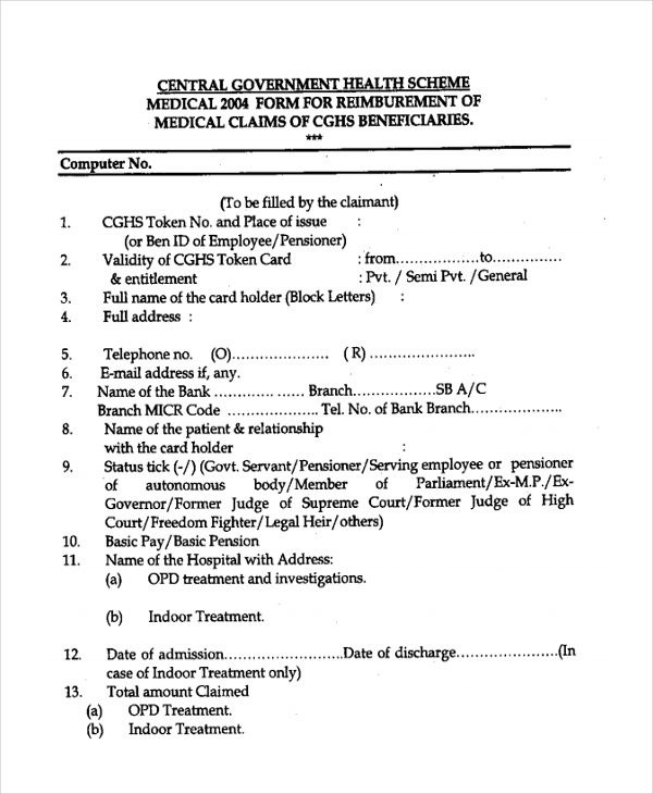 FREE 8 Medical Reimbursement Forms In PDF