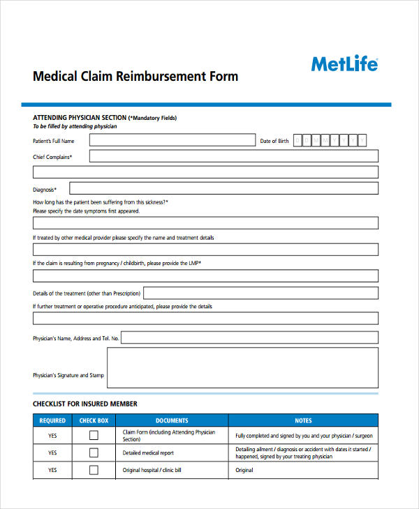 FREE 12+ Medical Reimbursement Form Samples, PDF, MS Word, Google Docs