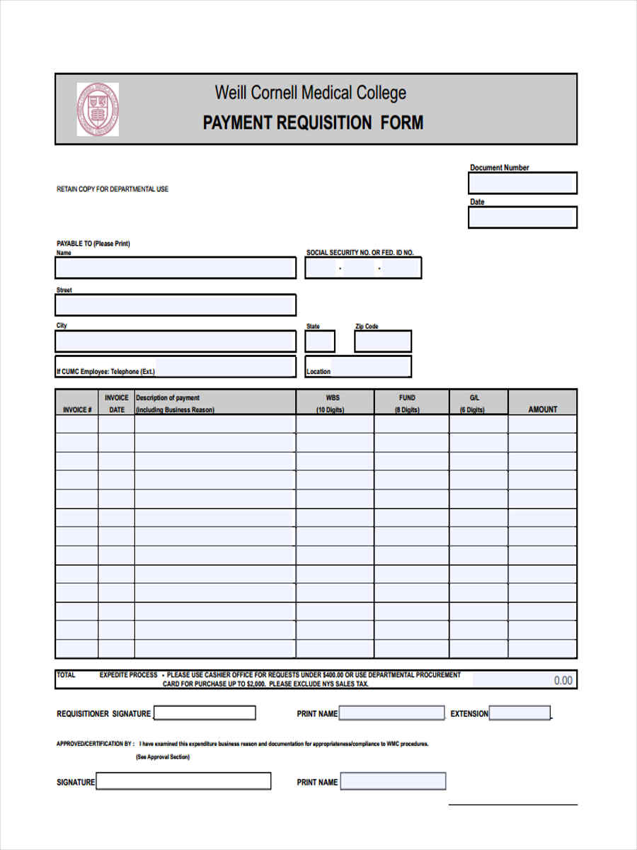 FREE 11+ Payment Requisition Form Samples, PDF, MS Word, Google Docs, Excel