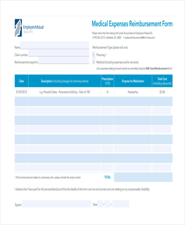 FREE 12+ Medical Reimbursement Form Samples, PDF, MS Word, Google Docs
