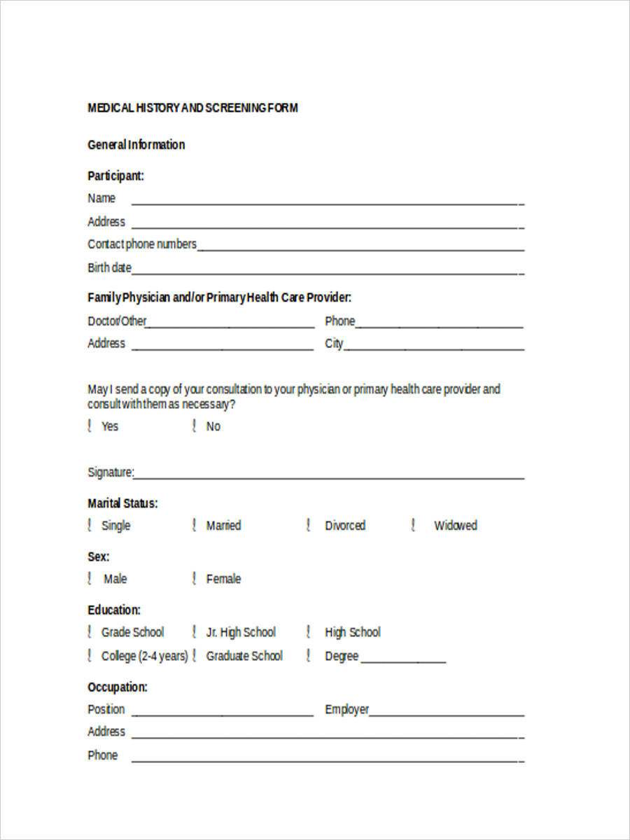 FREE 5+ Adult Physical Forms in PDF | Ms Word
