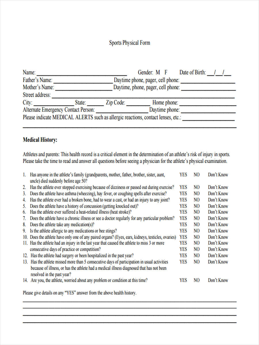 FREE 6+ Medical Physical Forms in PDF