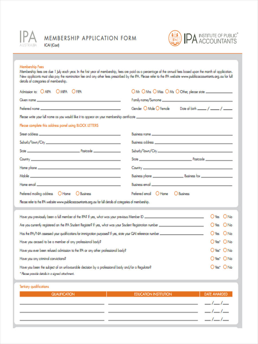 FREE 7+ Accounting Application Forms in PDF | Ms Word