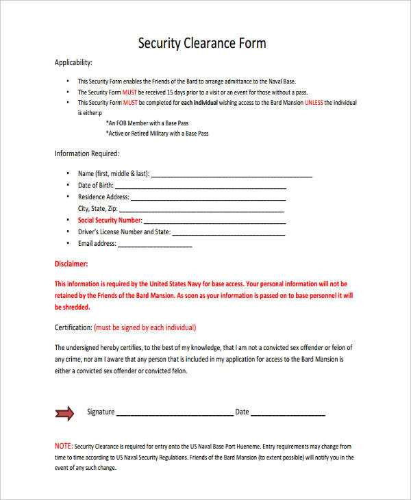 FREE 32+ Clearance Form Samples, PDF, MS Word, Google Docs