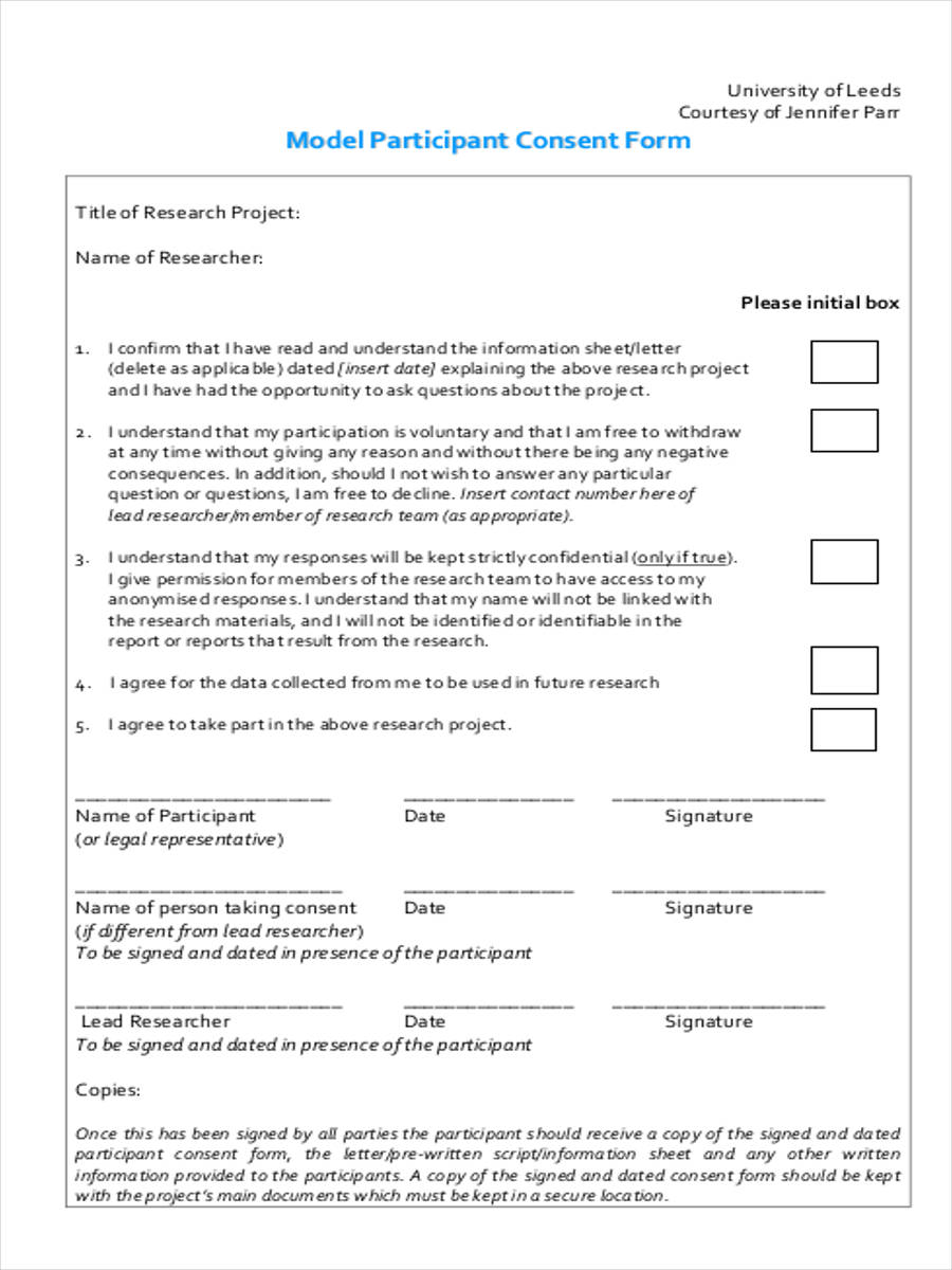 FREE 7+ Participant Consent Forms in MS Word | PDF