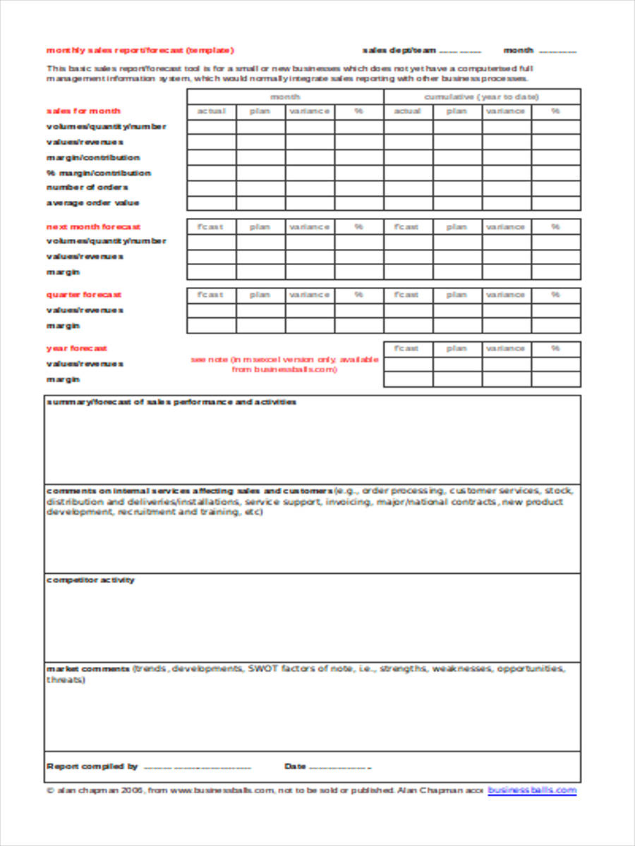 FREE 22+ Sales Report Forms in PDF | MS Word