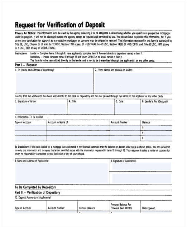 FREE 8+ Sample Mortgage Verification Forms in PDF | Ms Word