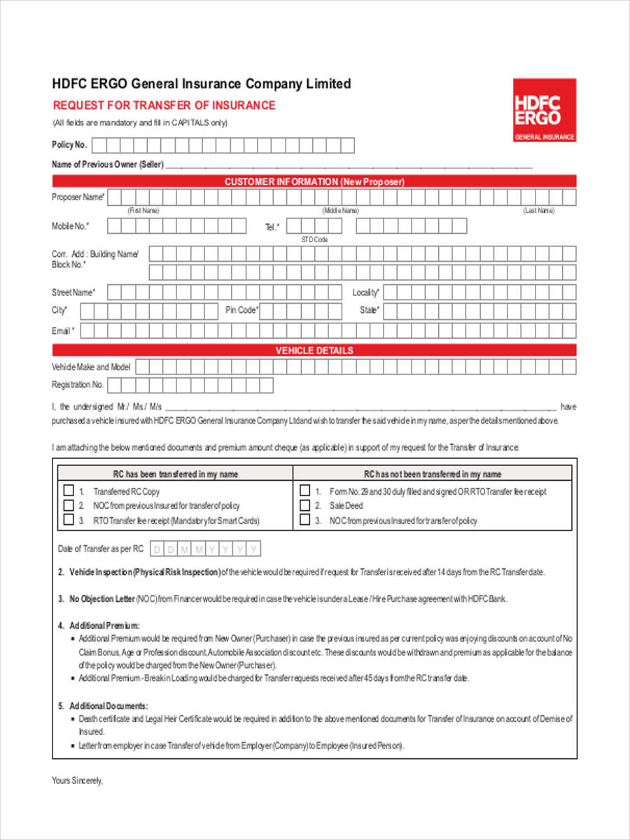 FREE 6+ Motor Vehicle Transfer Forms in PDF | Ms Word