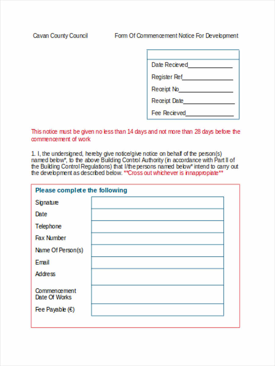 FREE 6+ Notice of Commencement Forms in MS Word | PDF | Excel