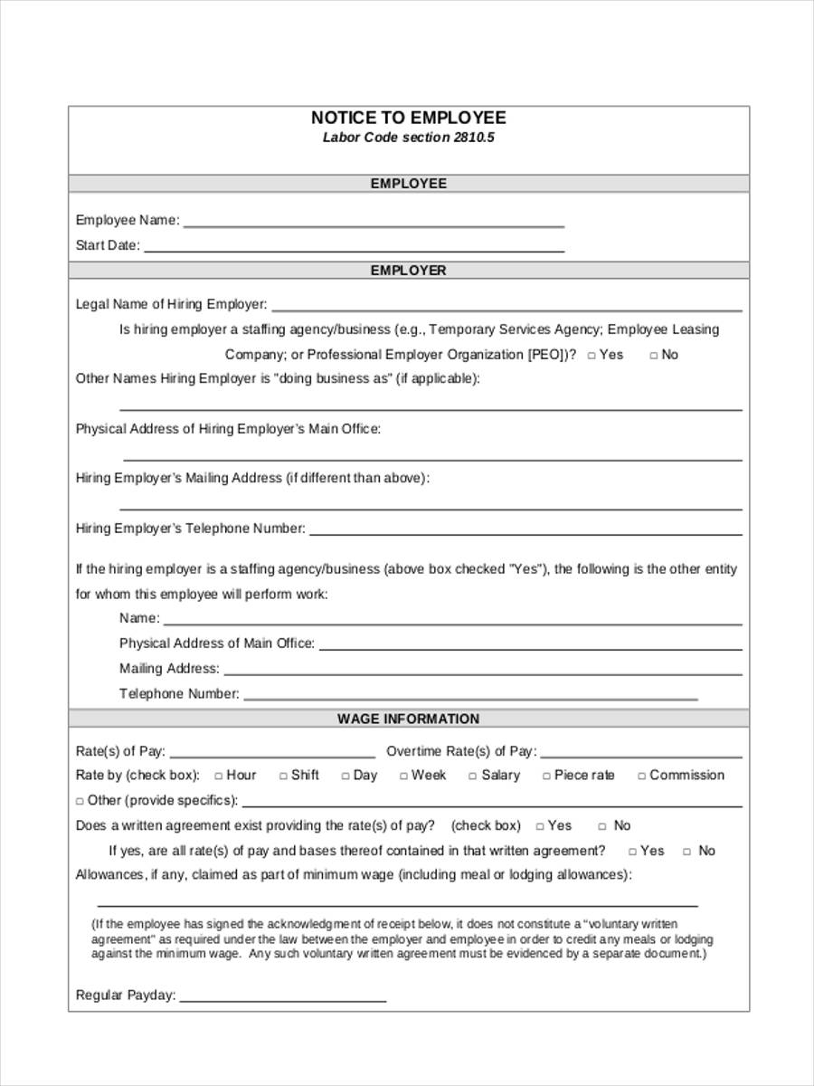 FREE 9+ Sample Notice to Employee Forms in PDF | Ms Word