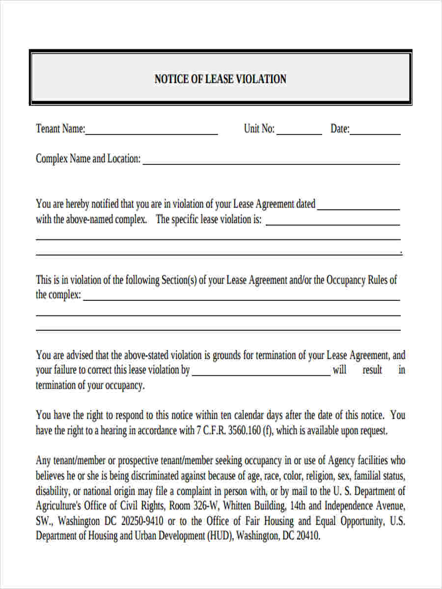 FREE 7 Sample Notice Of Violation Forms In MS Word PDF
