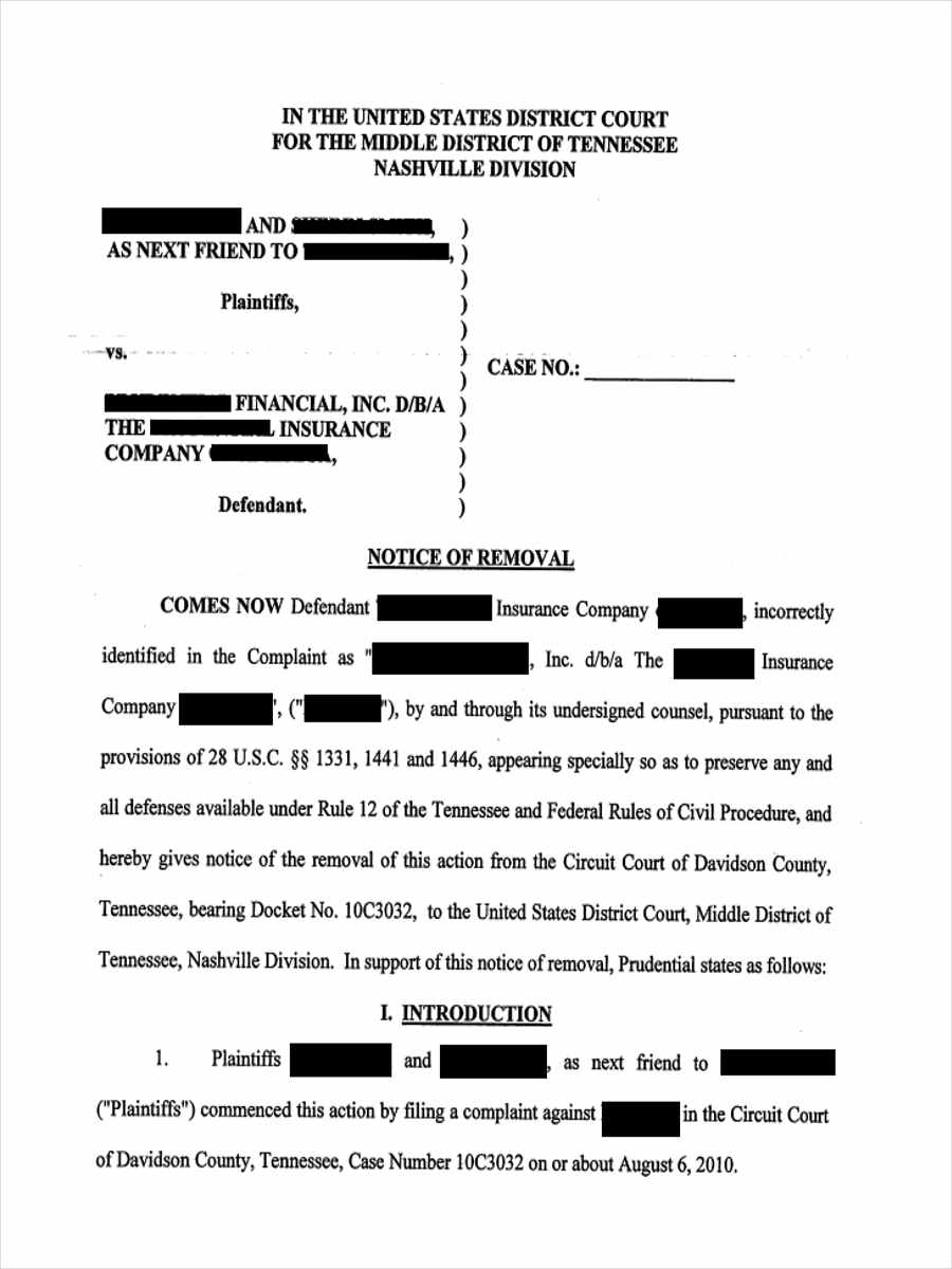 FREE 7+ Sample Notice of Removal Forms in MS Word | PDF