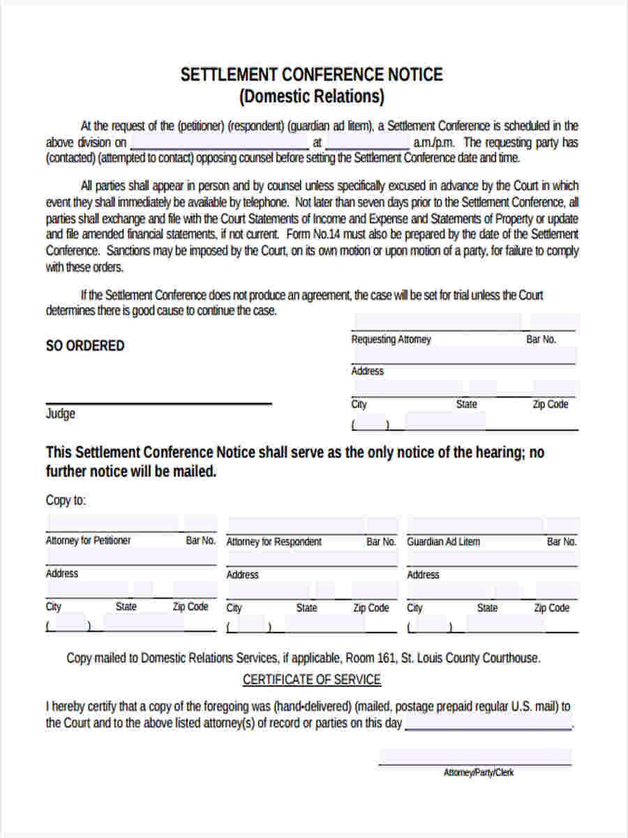 FREE 7+ Sample Notice of Settlement Forms in PDF | MS Word