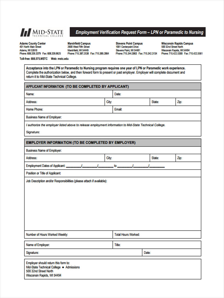 FREE 7+ Employment Verification Request Forms in PDF FREE 7+ Employment Verification Request Forms in PDF