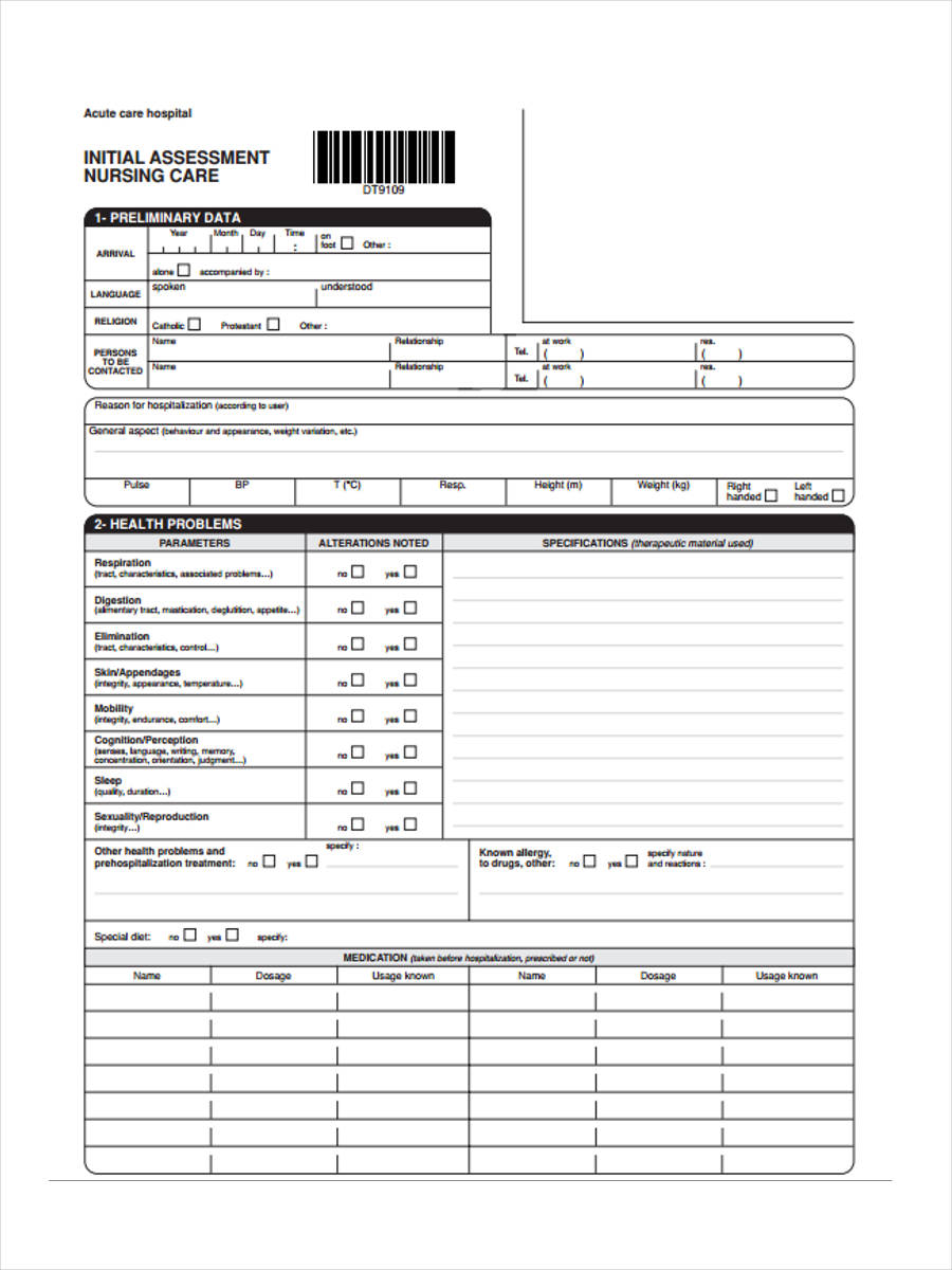 FREE 14+ Initial Assessment Form Samples, PDF, MS Word, Google Docs, Excel