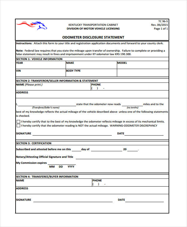 FREE 10+ Sample Disclosure Statement Forms in MS Word | PDF