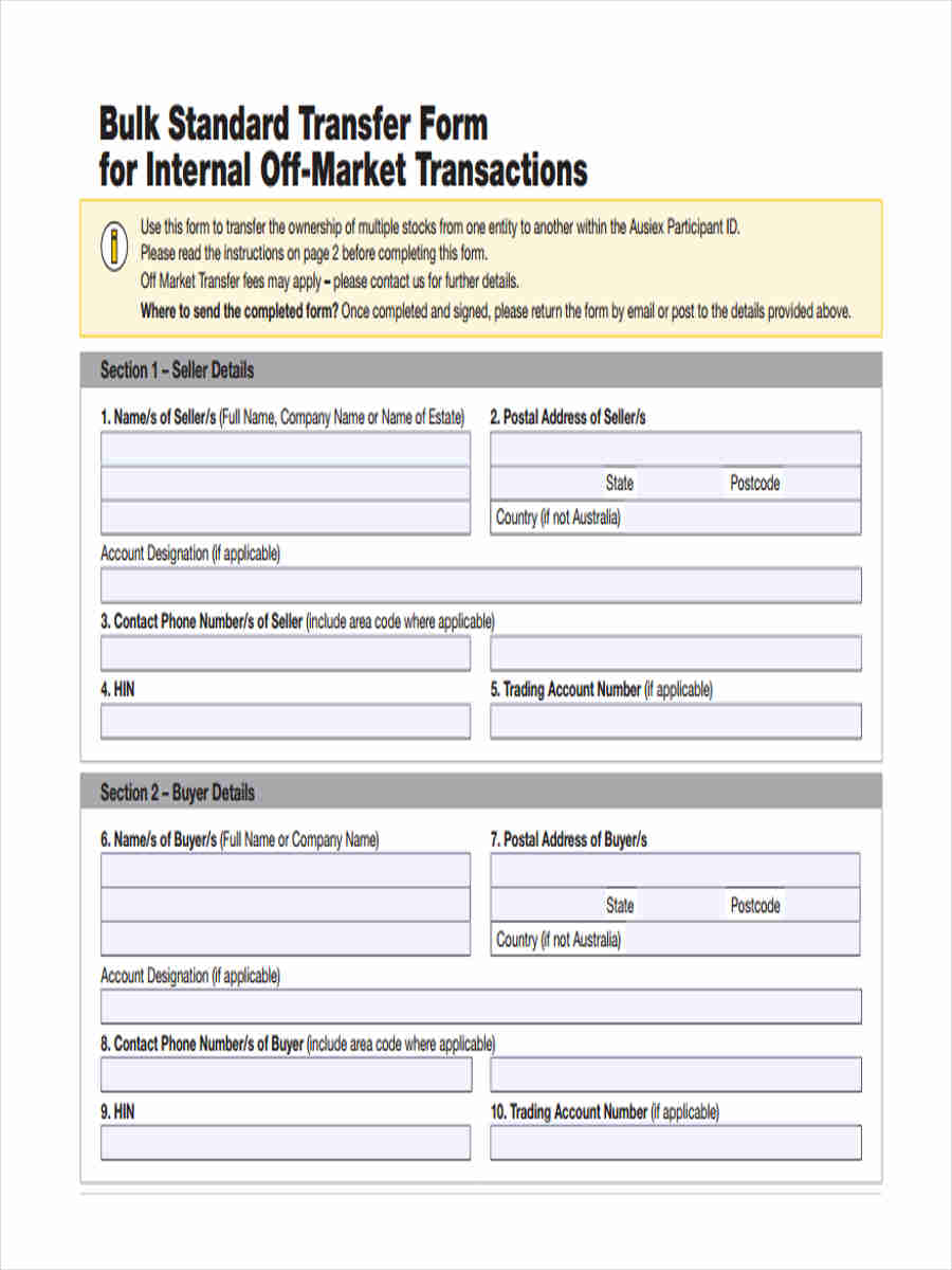 FREE 8+ Standard Transfer Forms in PDF | Ms Word | Excel
