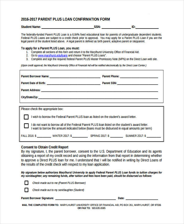 FREE 9+ Sample Loan Confirmation Forms in PDF